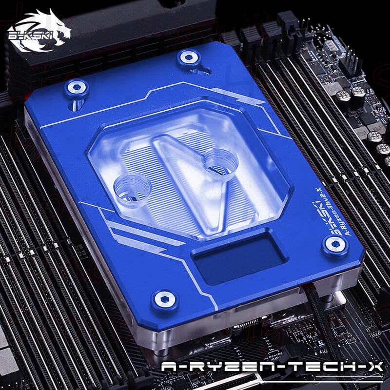 Bykski A-RYZEN-TECH-X Blue - Digital RGB Temperature LCD Cpu Blocks ...