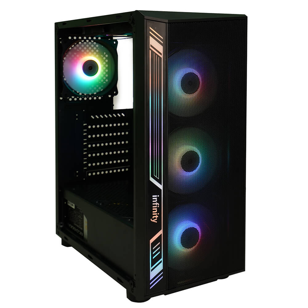 Infinity Sense Led Digital RGB Tempered Glass Case - 3 Fan