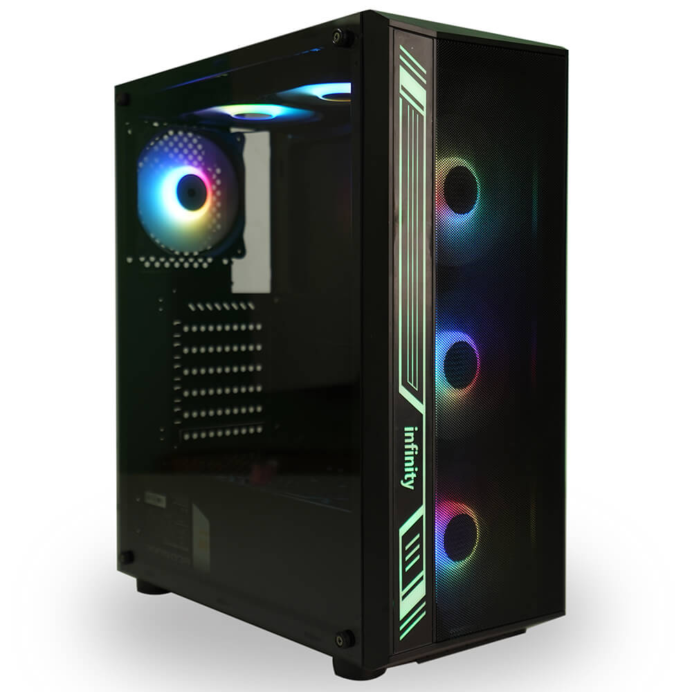 Infinity Sense Led Digital RGB Tempered Glass Case - 3 Fan