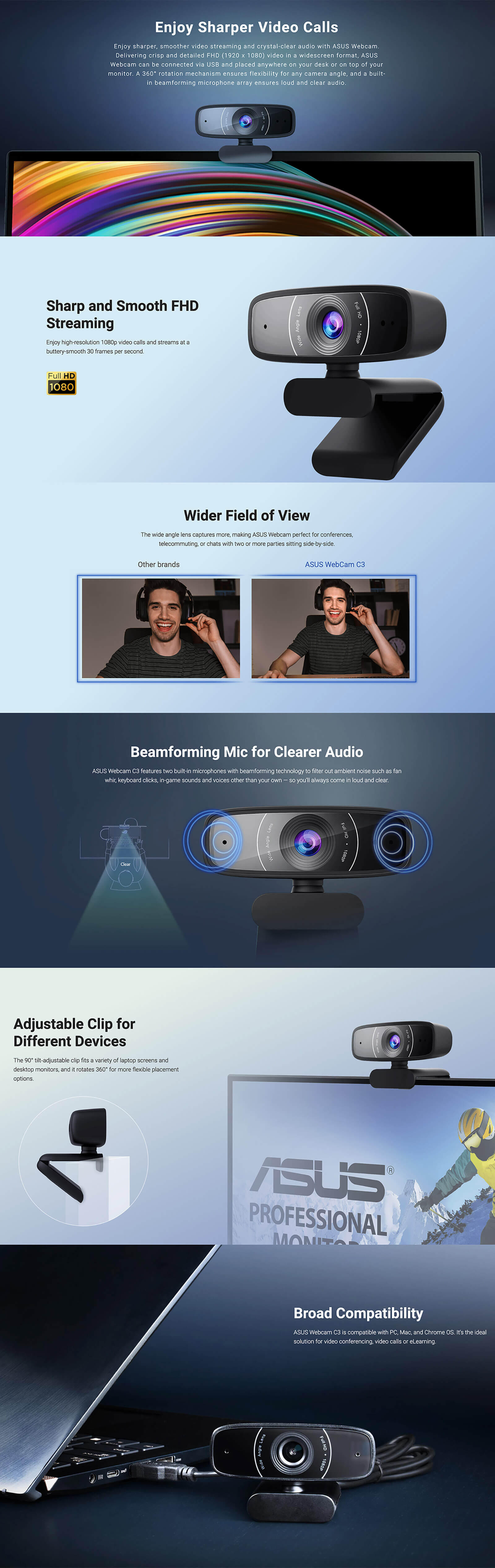 Asus Webcam C3 - 1080P - Giá Tốt Tháng 2/2024 - Hỗ Trợ Trả Góp - Tân Doanh